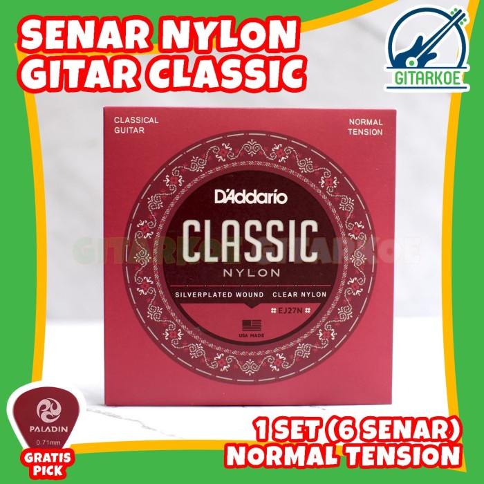 Jual Senar Gitar Nylon Classic Nilon Klasik 1 Set EJ27N | Shopee Indonesia