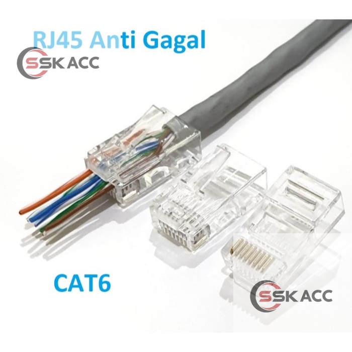 Jual Konektor RJ45 Cat6 Cat5 Kabel Tembus Cat 5 6 Lan RJ 45 IP-Link ...