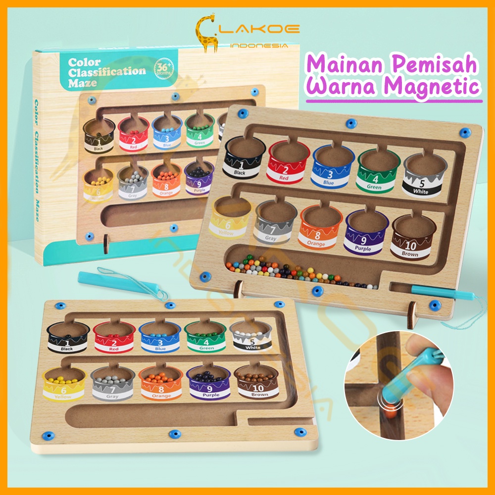 Jual Lakoe Mainan Sorting Warna Magnet Kayu/Sortir Warna Berhitung ...