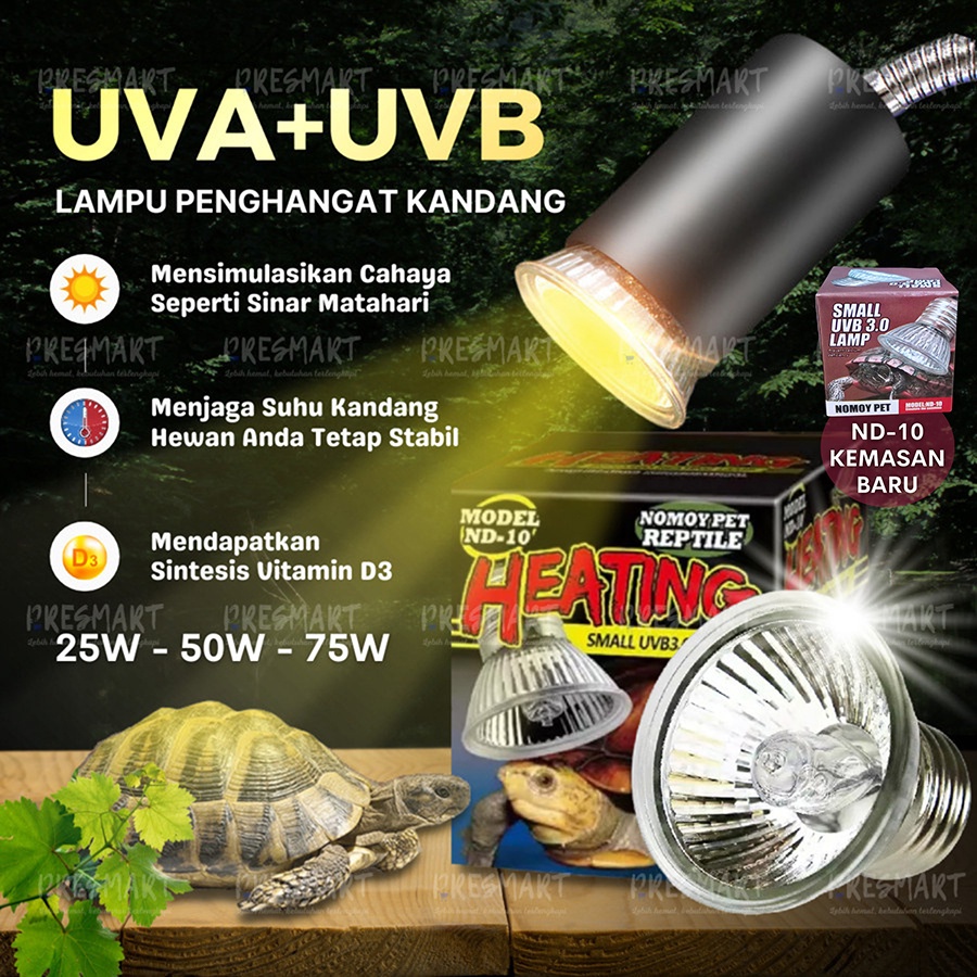 Jual LAMPU UVA UVB 25W 50W 75W PENGHANGAT PEMANAS KANDANG UV HALOGEN REPTIL REPTILE KURA SULCATA ...