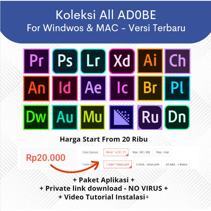 Jual Adobe CC All Apps Versi Terbaru- For Windows And Mac (Bisa di ...