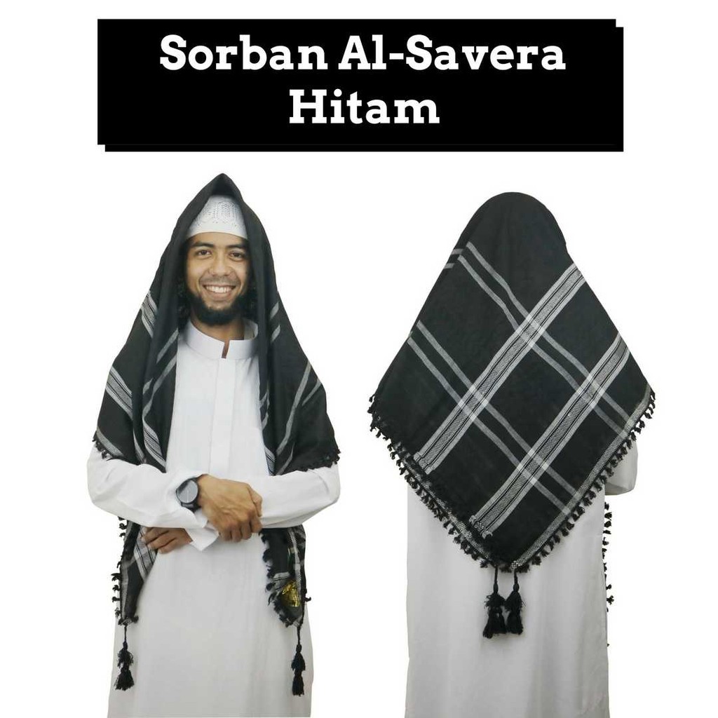 Jual Sorban Surban Haji Arab Savera Hitam Keffiyeh Shemagh Khasmir ...