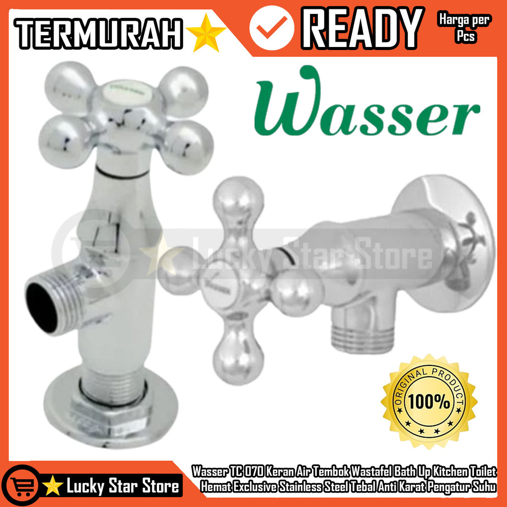 Jual Wasser TC 070 Stop Kran Air Valve Jet Shower Tap Cross Keran ...