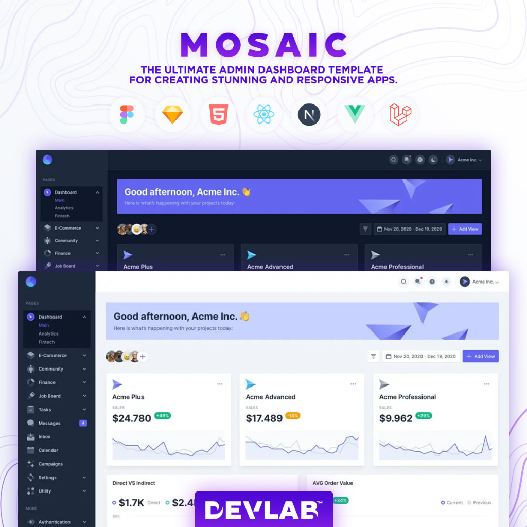 Jual Mosaic - AIO Tailwind CSS Admin Dashboard | Shopee Indonesia
