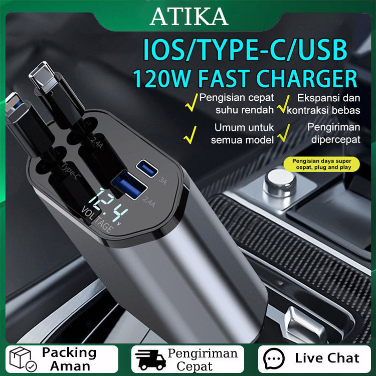 Jual Type-C Charger Mobil Fast Charging Case Hp Di Mobil/120W Fast ...