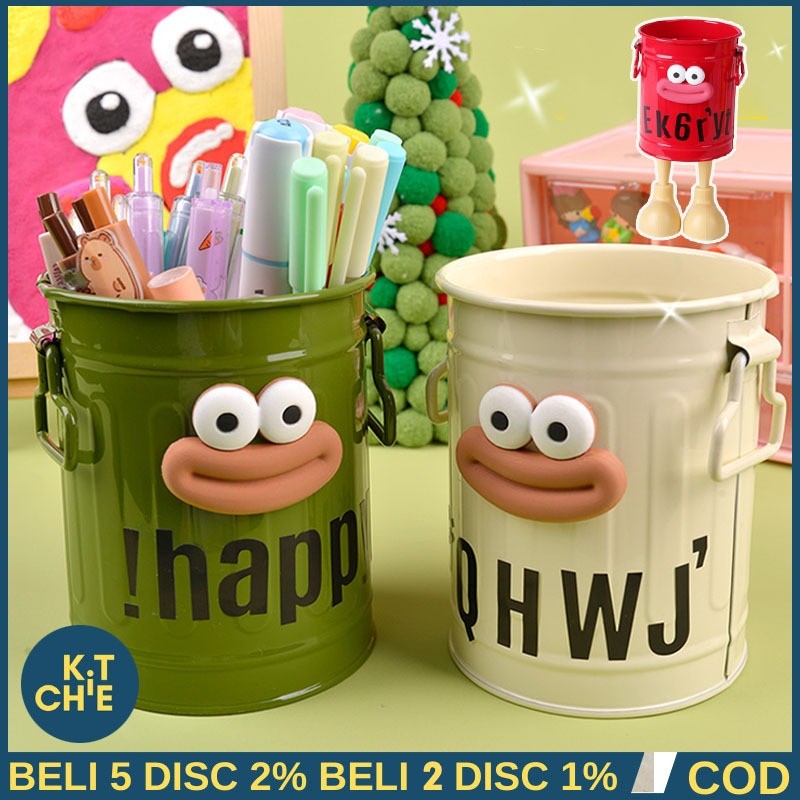 Jual Tempat Pensil Penstand Bucket Plastik Pen Holder Ember Retro ...