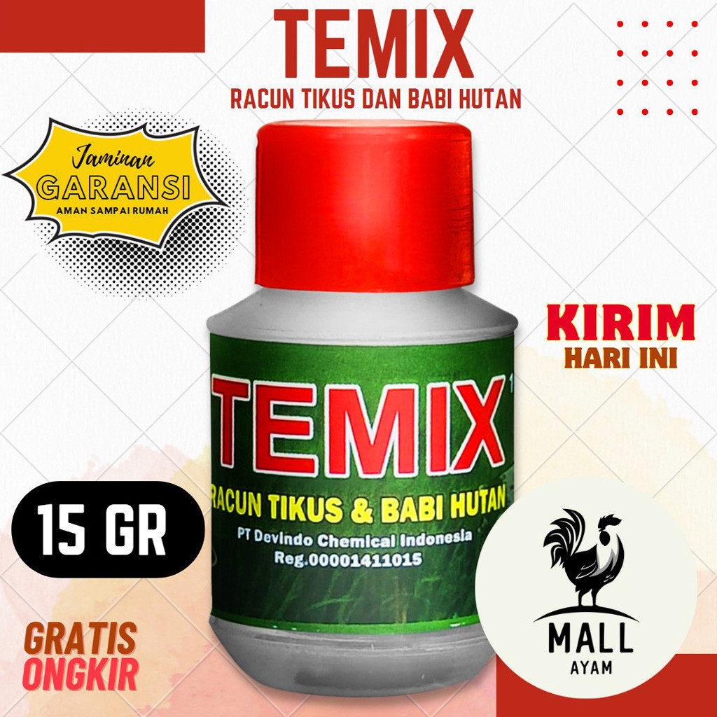Jual AYAM MALL Racun Tikus Temix Original Botol 15 Gr Themik Botol Racun Celeng Babi Hutan ...