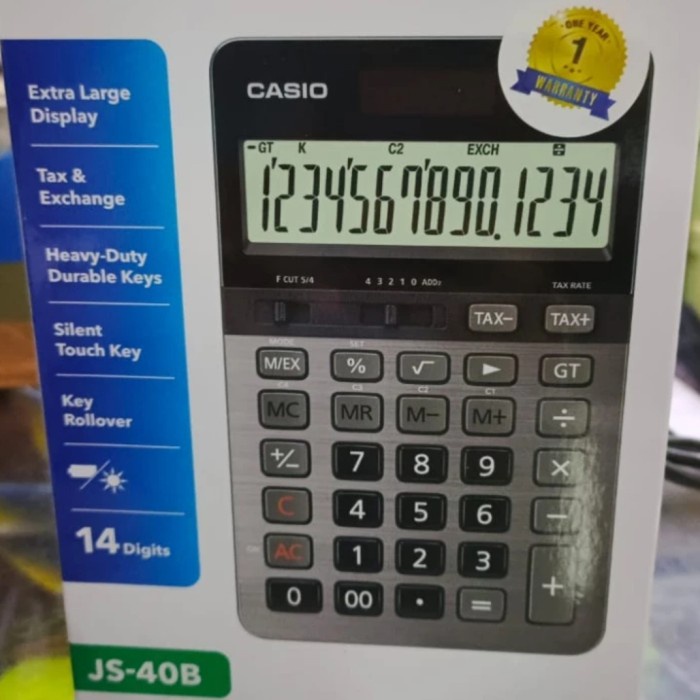 Jual CASIO KALKULATOR 14 DIGIT JS 40 B HEAVY DUTY CALCULATOR DESKTOP ...