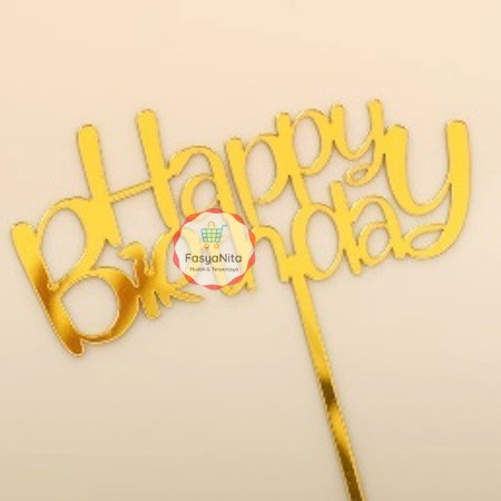 Jual Cake Topper HBD Happy Birthday Acrylic / Dekorasi Kue Ultah (1 Pcs ...