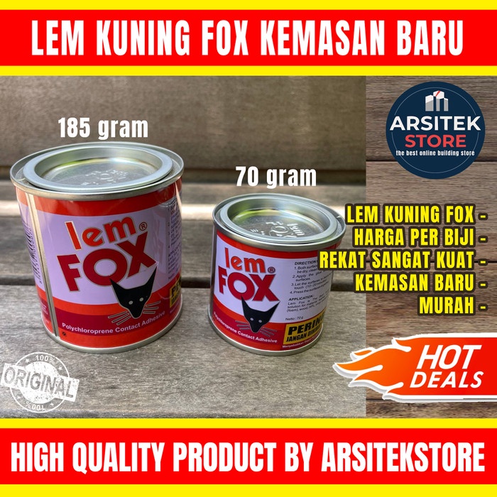 Jual Lem Fox Kuning 185 gr 70 gr 300 gr 600 gr Kaleng Merah | Shopee ...
