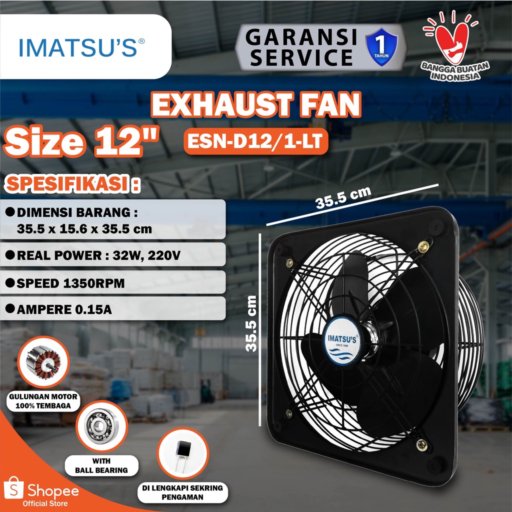 Jual Exhaust Fan 12 inch/ ESN-D12/1-LT/Exhaust fan/ exhaust dinding ...