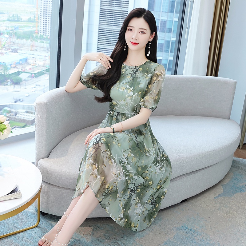 Jual FANMU Gaun Bunga Leher Bulat Gaya Korea Baru 2023/Rok Panjang ...