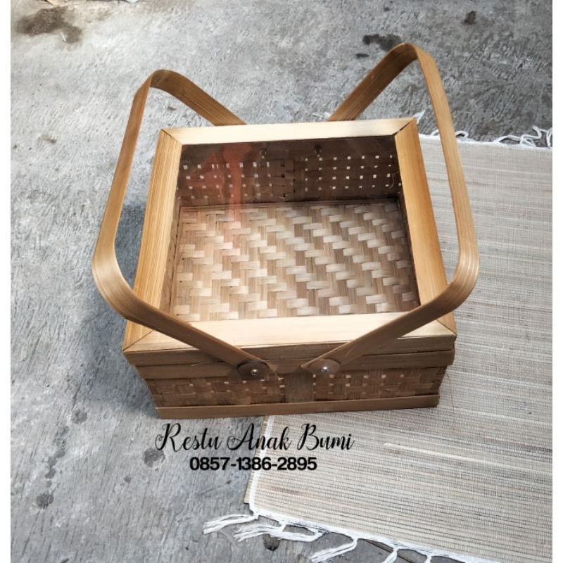 Jual ( R25 ) packaging Rantang bambu 25cm & 20cm transparan box mika ...