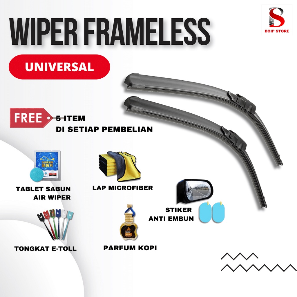 Jual 1 Set 2 Pcs Wiper Frameless Mobil 1 Set Kiri Dan Kanan Untuk