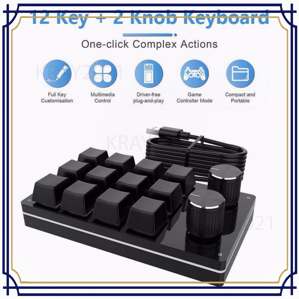 Jual 12 Key Mechanical Keyboard USB Gaming Shortcut with 2 Knob IT764 ...
