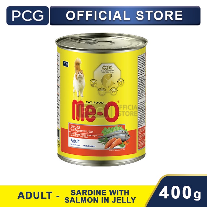 Jual Me-O Canned Cat Food Adult Sardine with Salmon in Jelly Flavor 400 Gr | Shopee Indonesia