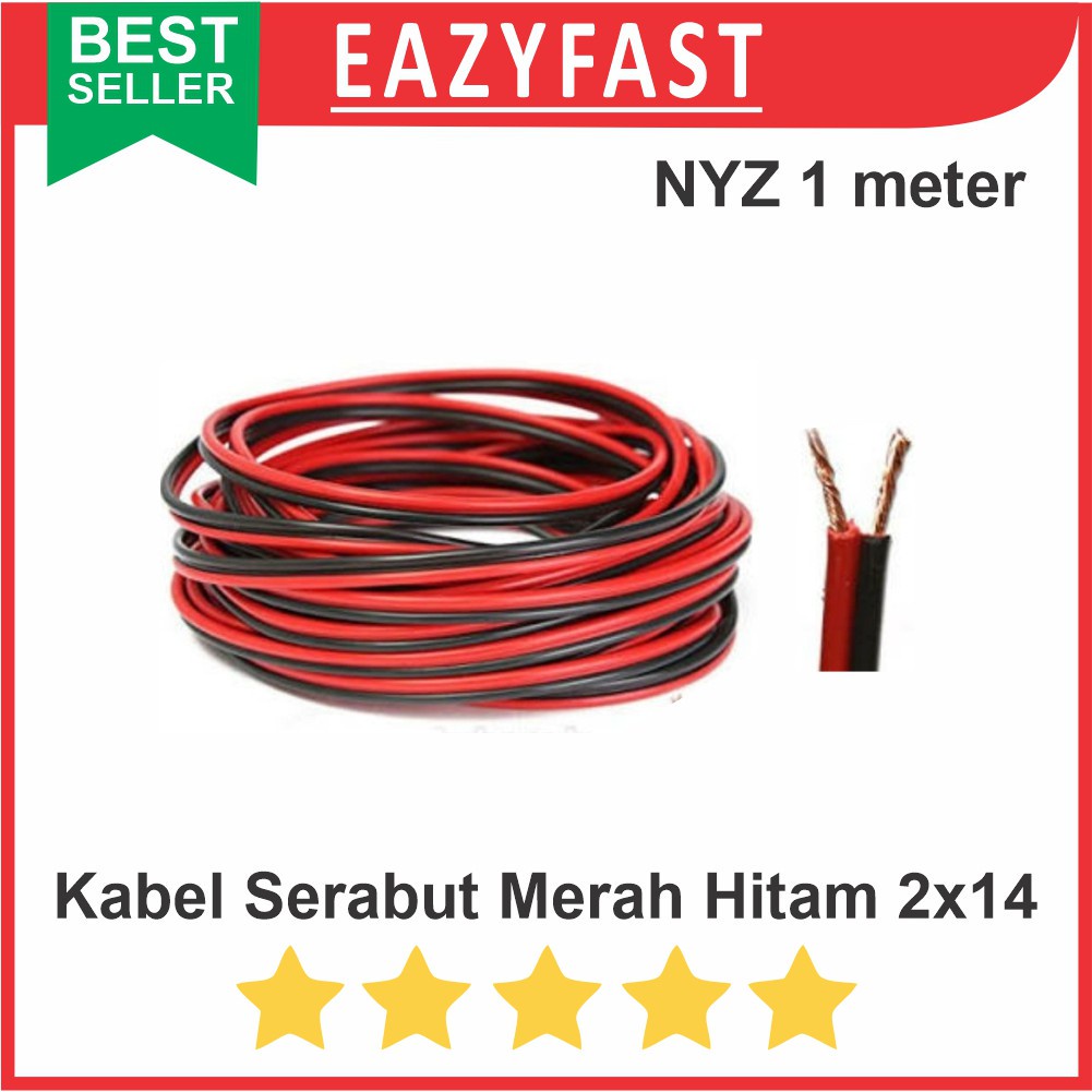 Jual Kabel Listrik Serabut NYZ 2x14 Merah Hitam Isi 2 Serat Ecer Meter ...