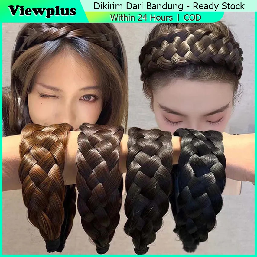 Jual Korean Bando Rambut Wig Lebar Kepang Natural Korea Hair Clip ...
