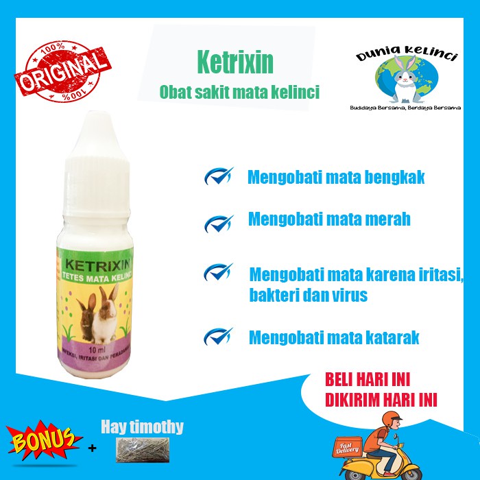 Jual OBAT TETES MATA KELINCI KETRIXIN MATA BERAIR MERAH BENGKAK BELEKAN ...