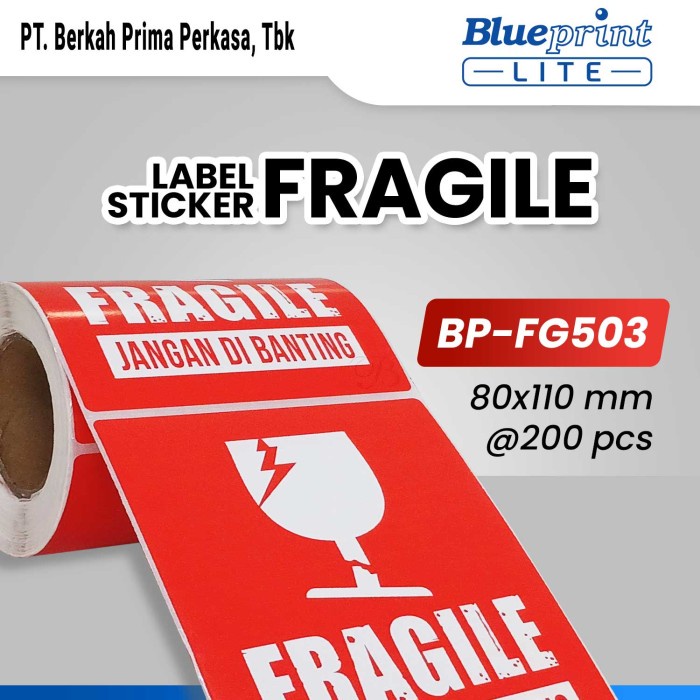 Jual Label Stiker Fragile Jangan dibanting 80x110 BLUEPRINT FG503 isi ...