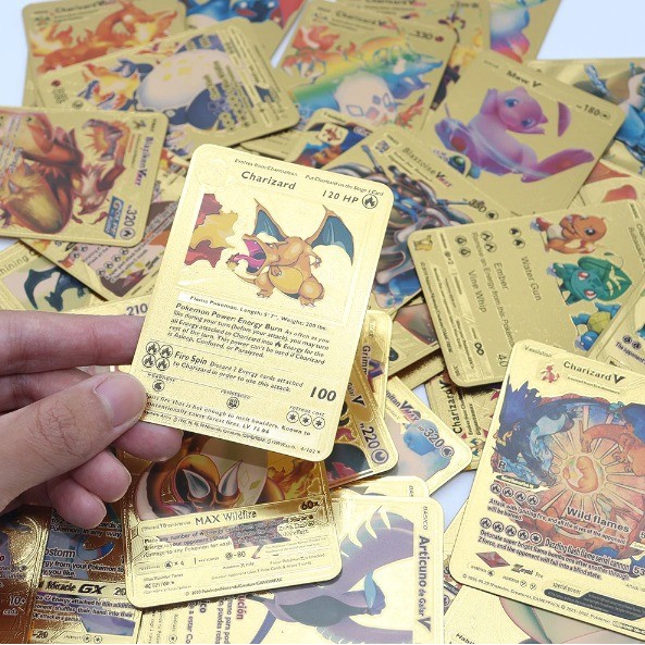 Jual Kartu Koleksi Pokemon bahan Metal Pokemon Warna Gold/Silver/Black/Rainbow versi English ...