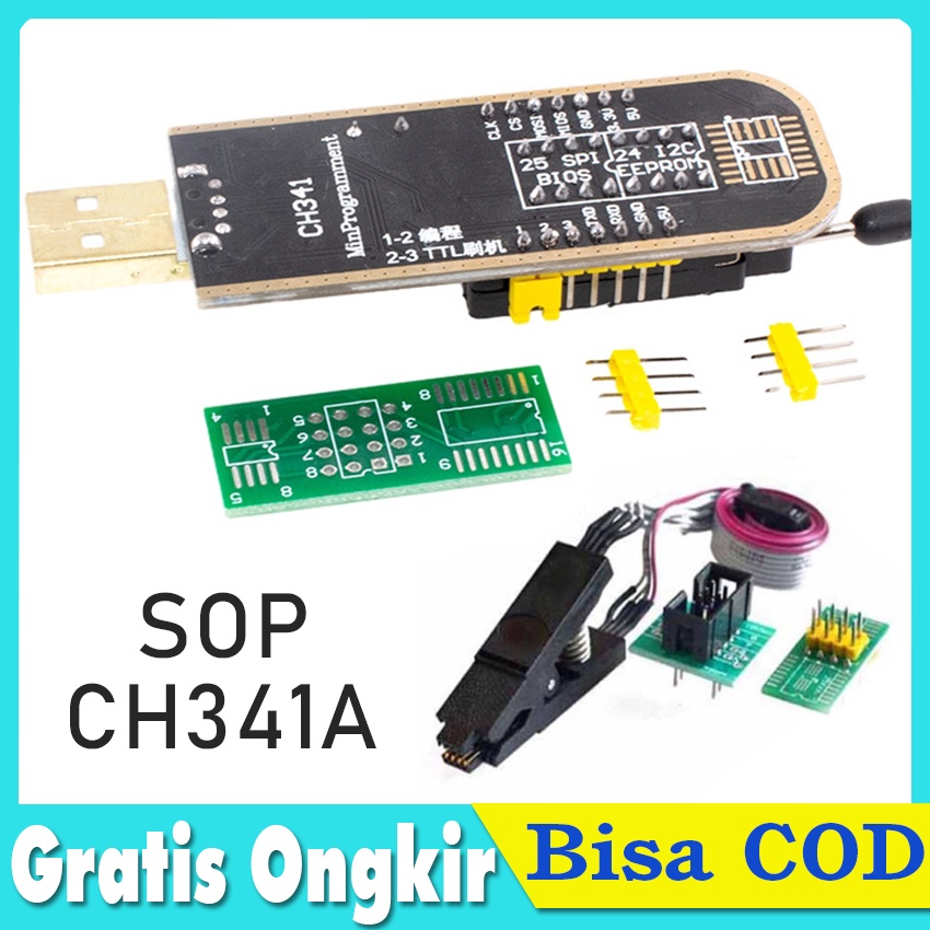 Jual Paket komplit Alat Flash bios IC CH341 CH341A USB Programmer ...