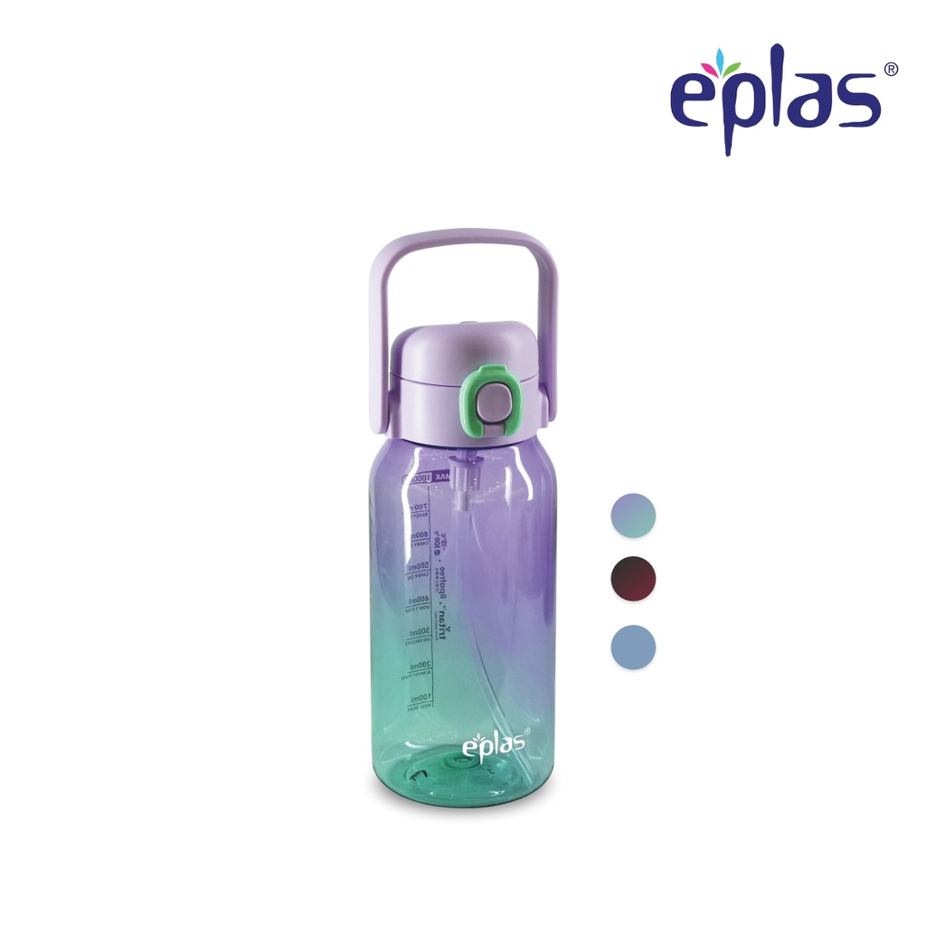 Jual EPLAS Modern Botol Minum Tritan One Touch Multicolour Dengan Sedotan & Pegangan, BPA Free ...