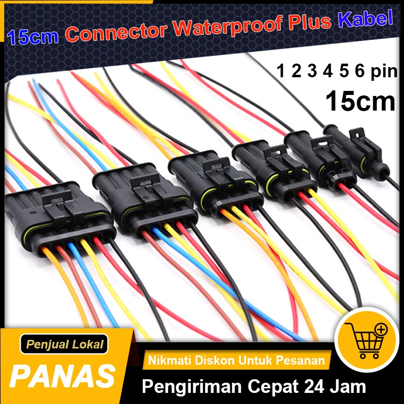 Jual Konektor Otomotif Konektor Kabel 1 2 3 4 5 6 pin Waterproof Cable ...