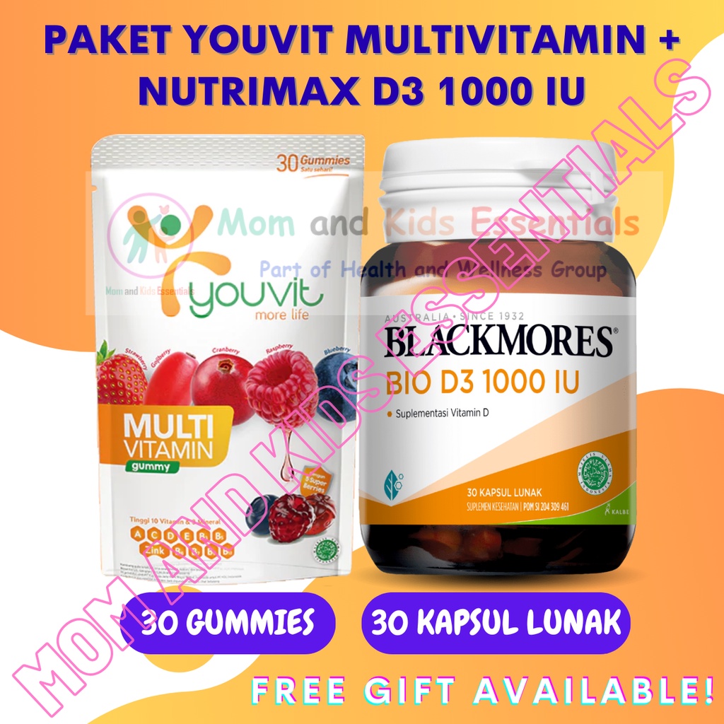 Jual PAKET IMUN DEWASA BLACKMORES BIO D3 1000 IU 30 KAPSUL LUNAK DAN YOUVIT MULTIVITAMIN DEWASA ...