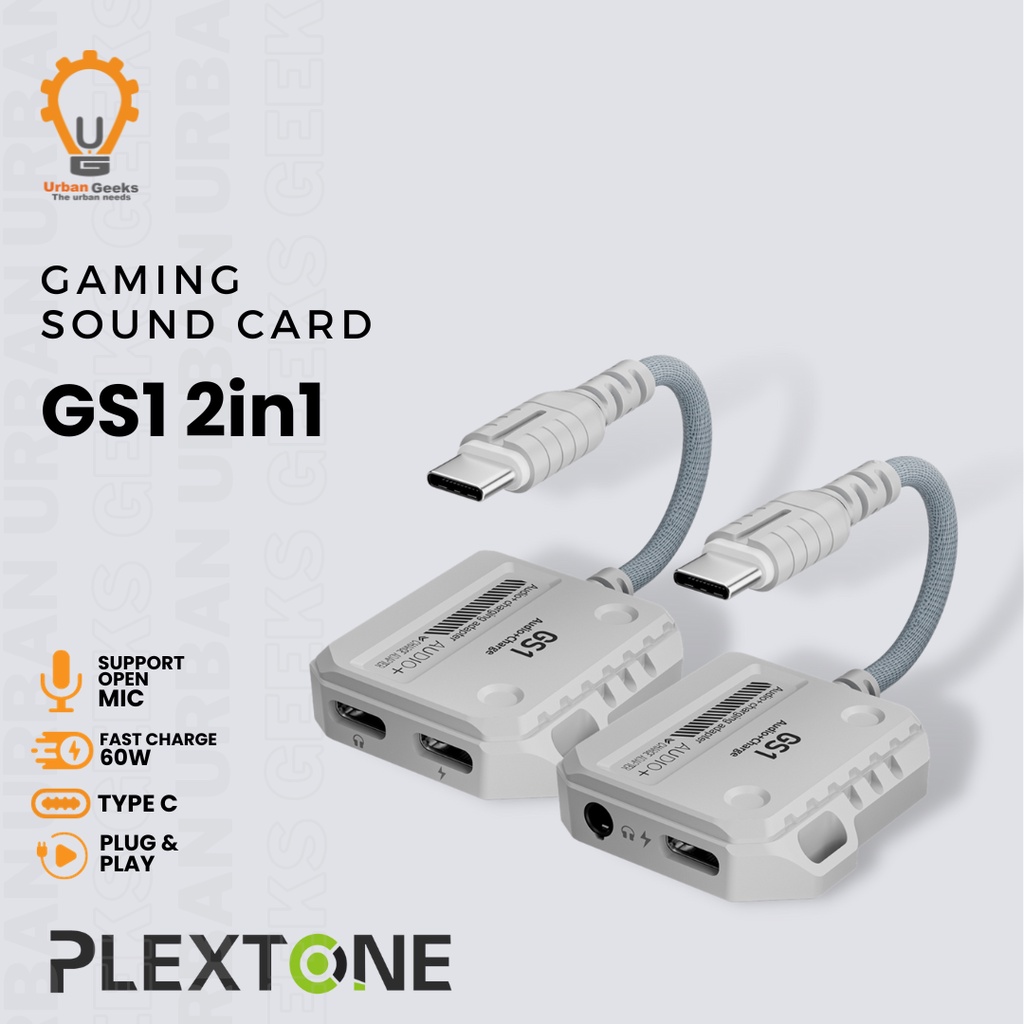 Jual Plextone GS1 2 in 1 60W Gaming Adapter 3.5mm Type C Fast Charging ...
