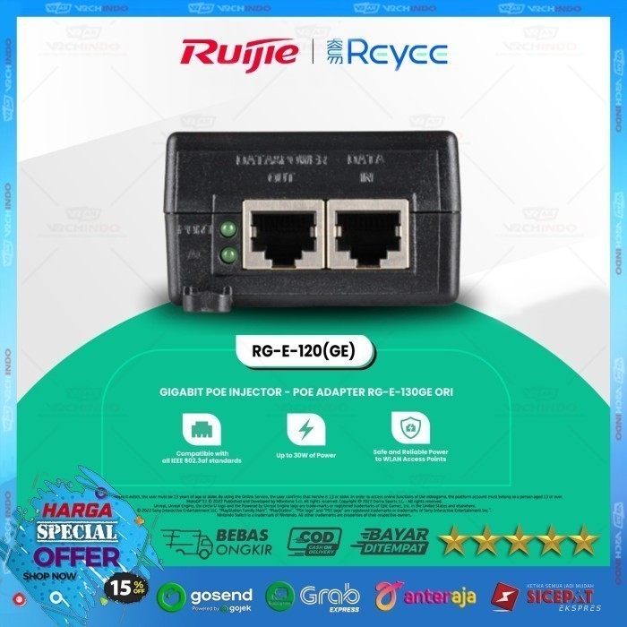 Jual Ruijie RG-E-130(GE) PoE Adapter - Injector Gigabit untuk Perangkat ...