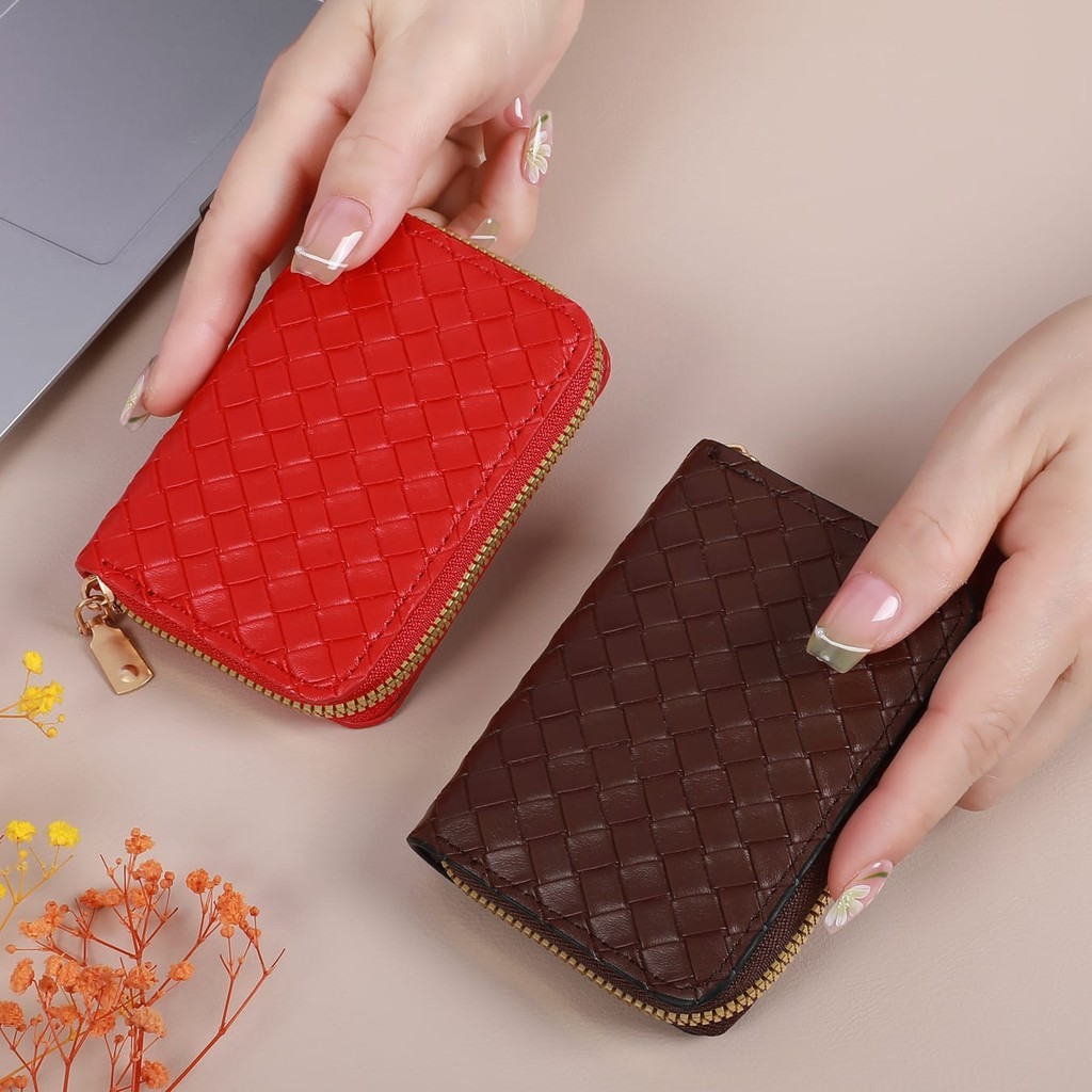 Jual Dompet Kartu Wanita Mini Motif Anyam Polos Multifungsi Dan Casual ...