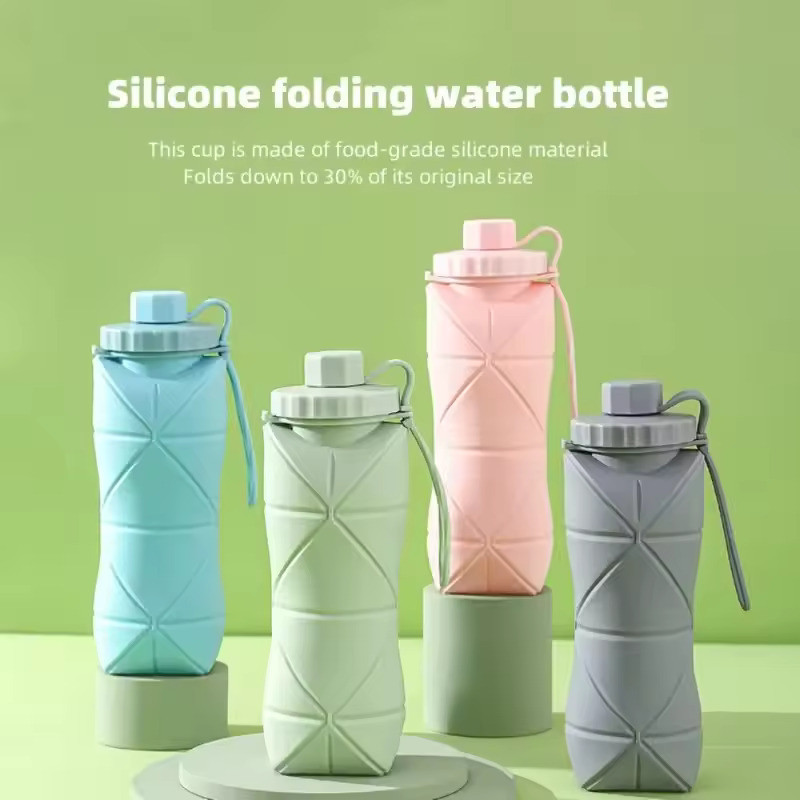 Jual Compact Botol 600ml Reusable Silicone Water Air Minum Lipat Travel ...