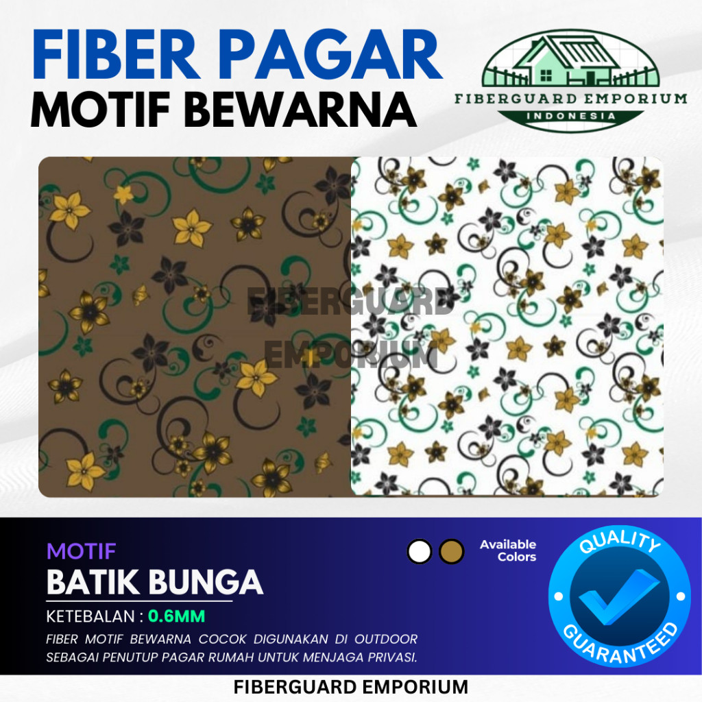 Jual Econoplas Fiber Penutup Pagar Motif BATIK BUNGA PASIR Bunga Kuning ...