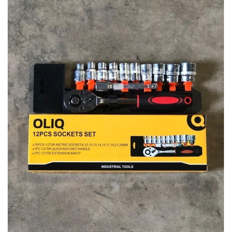 Jual OLIQ Kunci Shock Set Kunci Sok Set 12 Pcs Ratchet 1/2 Inch Mata ...