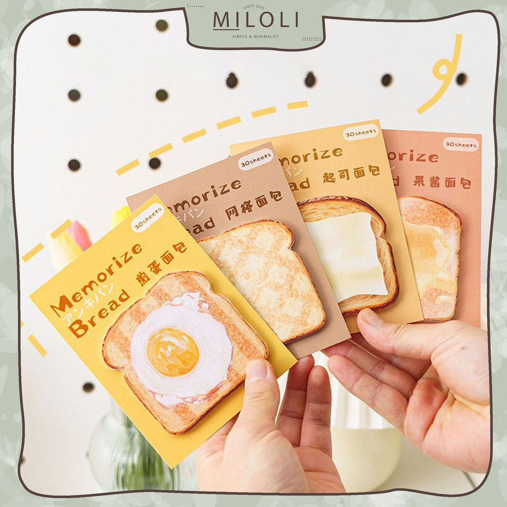 Jual [MILOLI] 30Lembar MEMORIZE BREAD SERIES Lucu Sticky Notes Memo ...