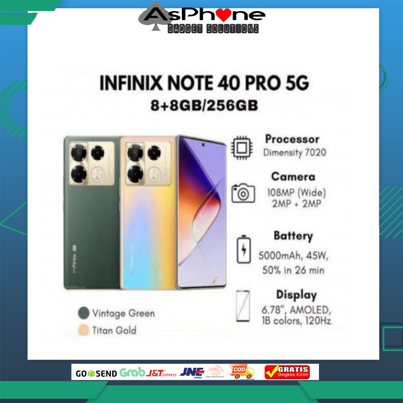 Jual INFINIX NOTE 40 PRO 5G 8/256 GARANSI RESMI - Dimensity 7020 5G Chipset + Up to 16GB ...