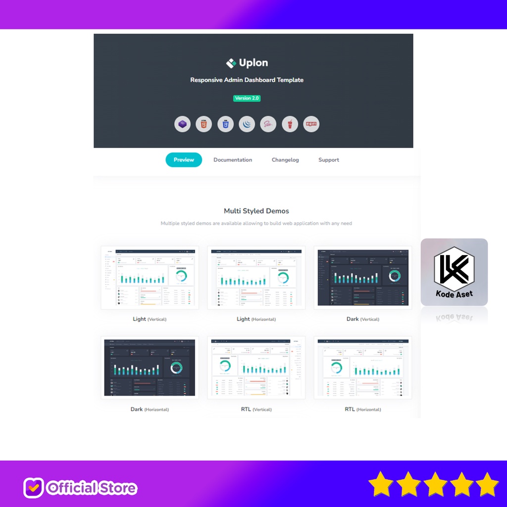 Jual UPLON - ADMIN DASHBOARD & LANDING TEMPLATE BY KODEASET | Shopee Indonesia