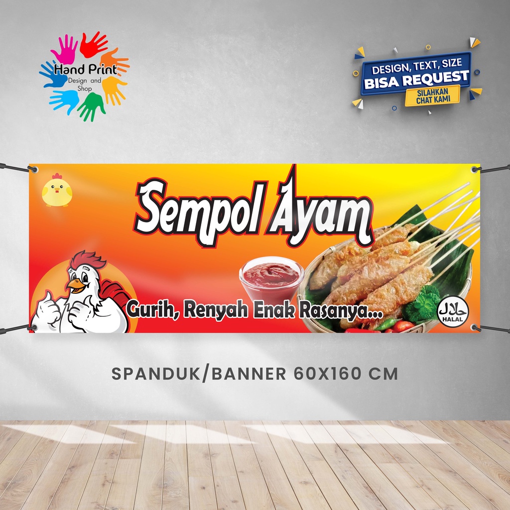 Jual Spanduk Banner Sempol Ayam Gurih Makanan Enak Ukuran 160x60 Cm ...