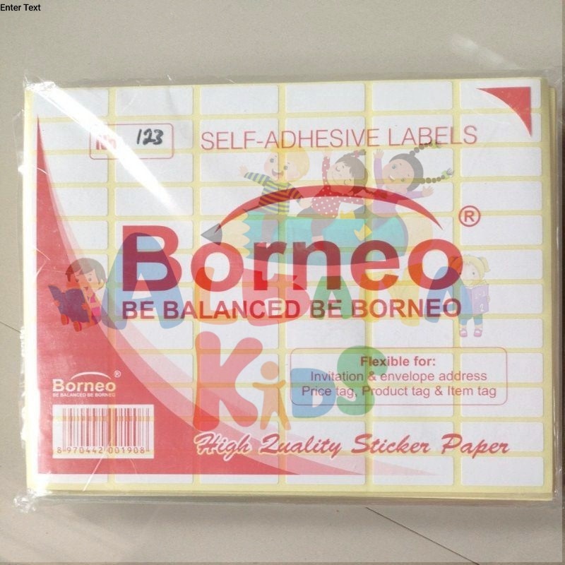 Jual 1 Pack Stiker Paper LABEL HARGA NO 123 dan 103 Borneo isi 7 lembar ...