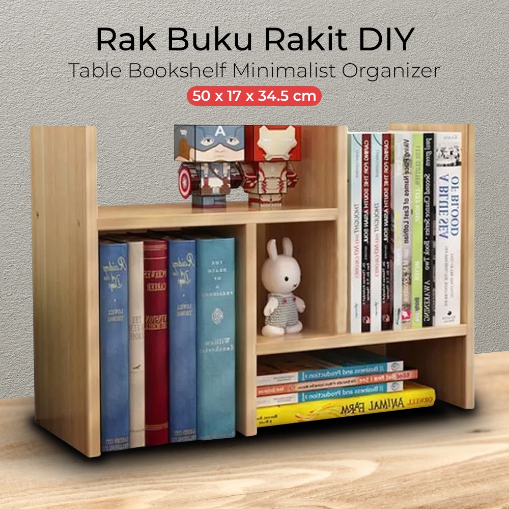 Jual Rak Meja Rakit Buku Bookshelf Veneer DIY / Rak Buku / Lemari Buku ...