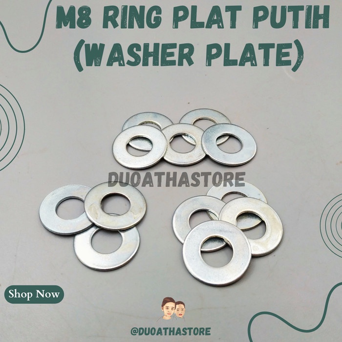 Jual M8 Ring Plat Galvanis Putih WP Washer Plate 8mm | Shopee Indonesia