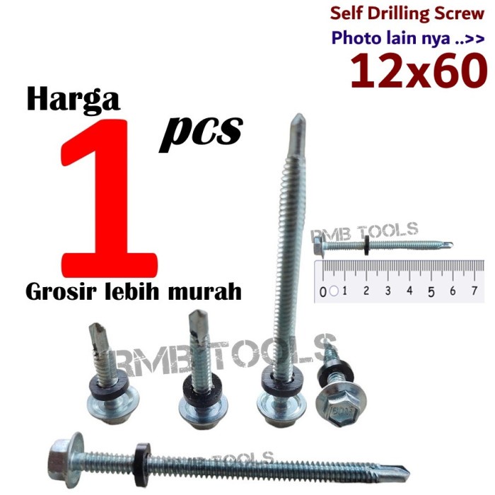 Jual Sekrup Baut Roofing SDS Putih Atap 12 x 60 Baja Ringan Kepala Hex ...