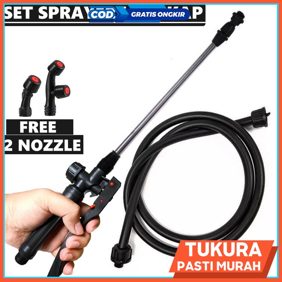 Jual Paket lengkap set alat semprot sprayer Stik + Selang + Nozzle ...