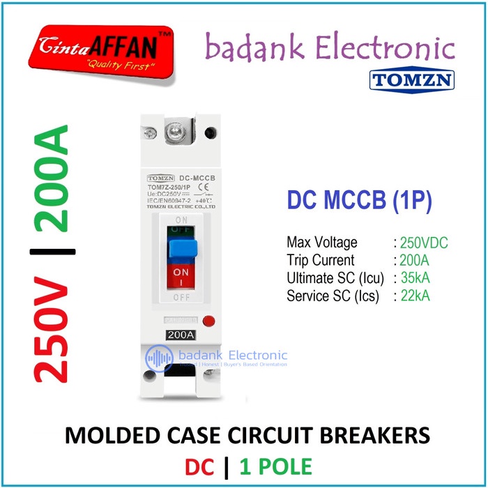 Jual MCCB DC 1P 200A 250V Molded Case Circuit Breaker Panel Surya PLTS ...