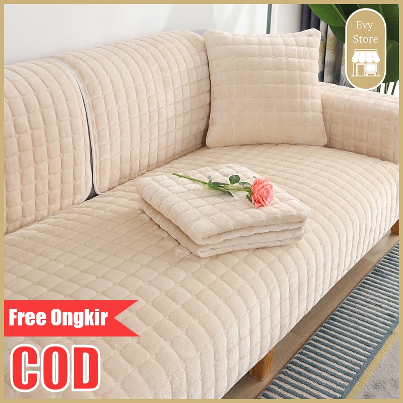 Jual Evy Store Sarung Sofa Beludru Motif Kotak Cover Sarung Alas Sofa Anti-Selip Tebal Ruang ...