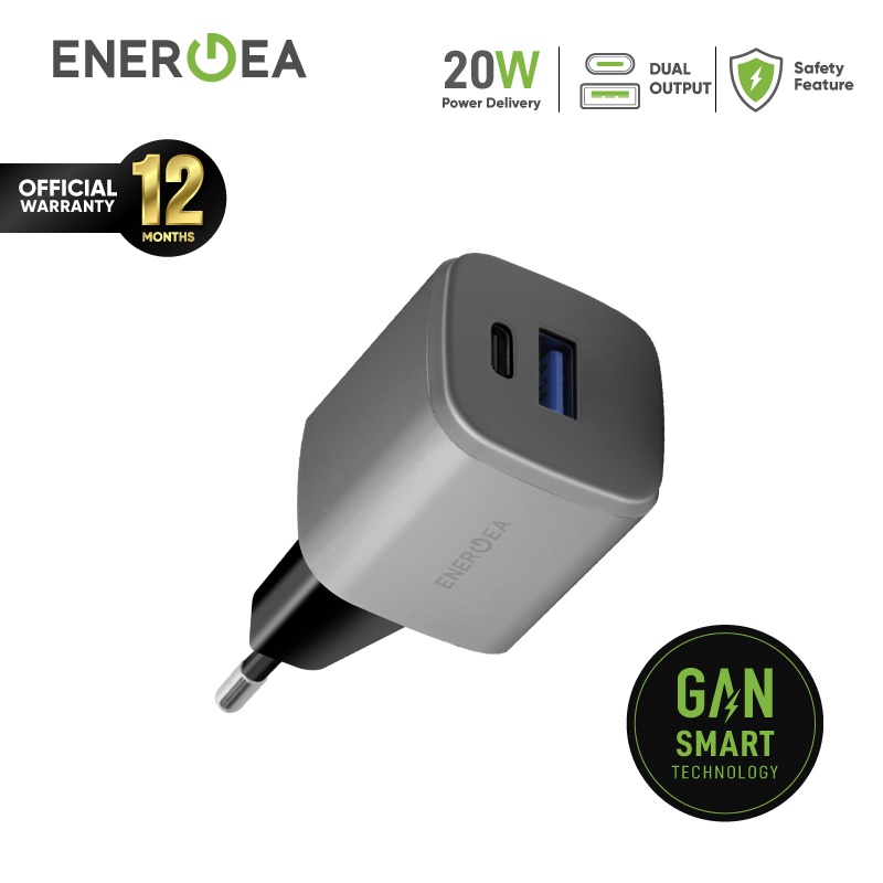 Jual Mini GaN Charger USB-C PD 20W + QC 18W ENERGEA AmpCharge GaN20 ...