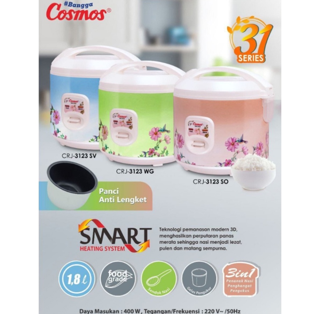 Jual Rice Cooker Magic Com COSMOS - CRJ-3123 rice cooker magic com 1,8L ...