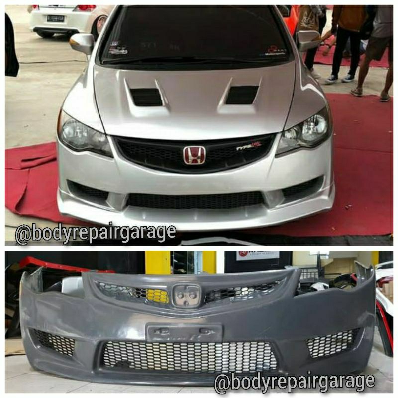 Jual bodykit full bumper depan honda civic fd type r ram plastik free ongkir | Shopee Indonesia