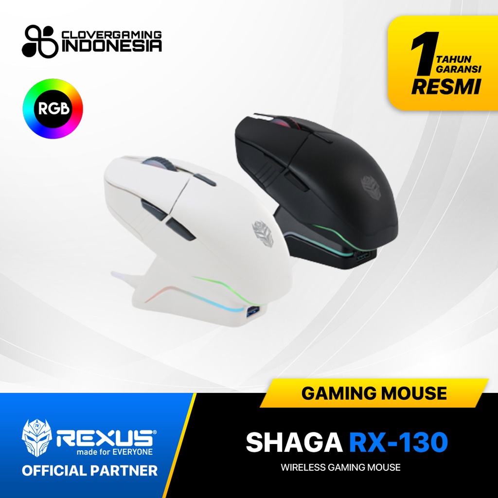 Jual Rexus Shaga RX130 RX-130 Wireless Gaming Mouse with Charging Dock Dual Connection | Shopee ...